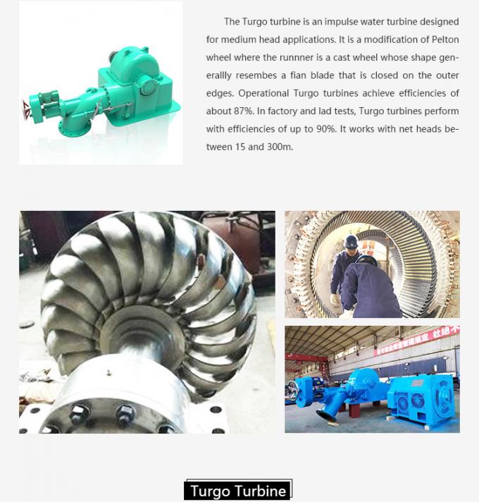 Turgo Hydro Power Plant Turbine , Impulse Mini Hydro Water Power Generator